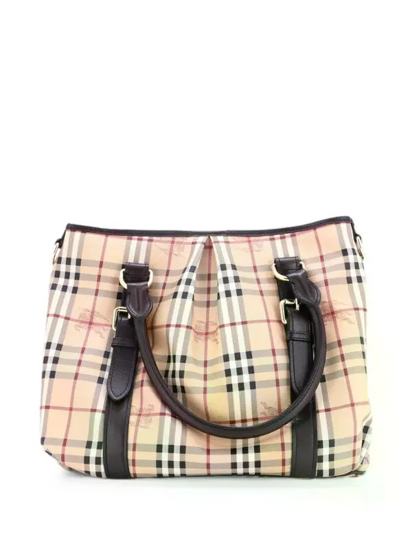 Burberry Haymarket Coated Canvas Large Tote Bag - Brown