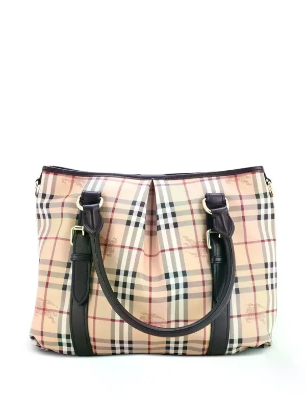 Burberry Haymarket Coated Canvas Large Tote Bag - Brown