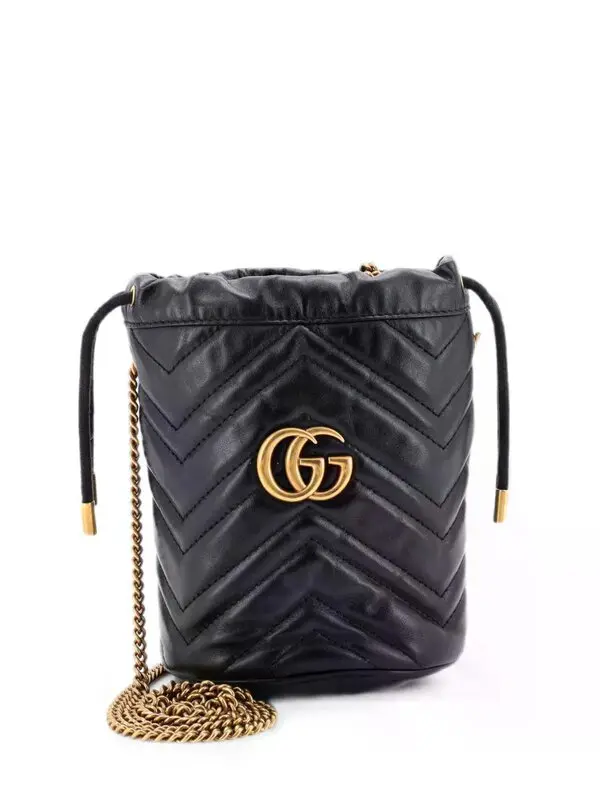 Gucci Gg Marmont Matelassé Leather Mini Bucket Bag - Black