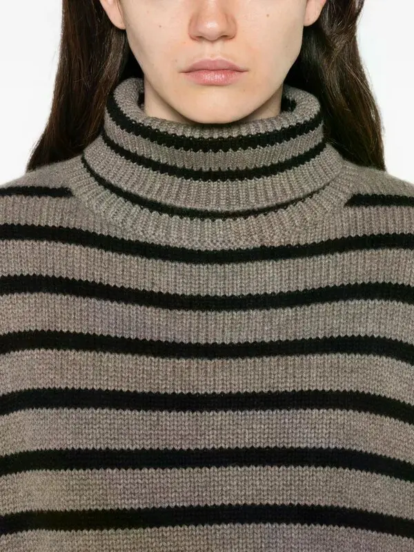 LISA YANG Zerlina Striped Roll-neck Jumper - Neutrals