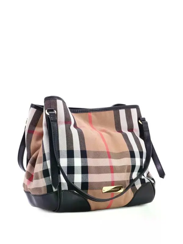 Burberry Canterbury House Check Canvas Small Tote Bag - Black