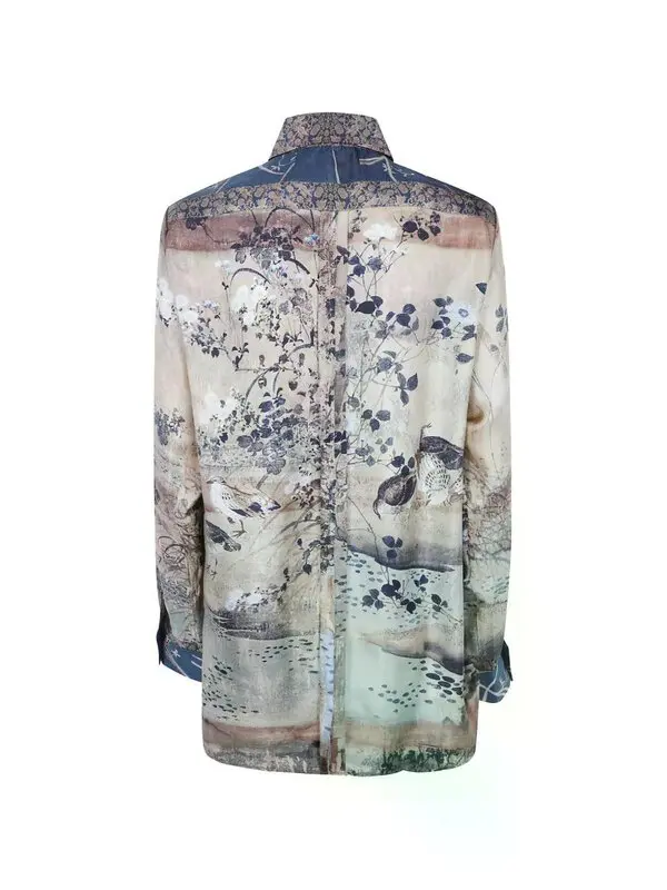 PIERRE-LOUIS MASCIA Silk Floral Print Shirt - Neutrals