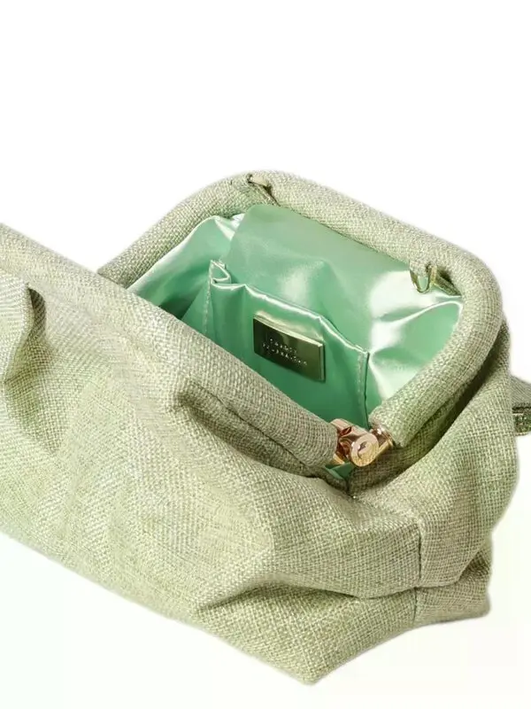 TWENTY FOURHAITCH Bakios Crystal-embellished Raffia-effect Clutch Bag