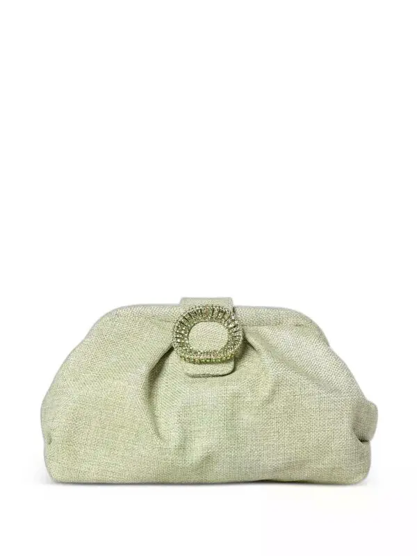 TWENTY FOURHAITCH Bakios Crystal-embellished Raffia-effect Clutch Bag - Green