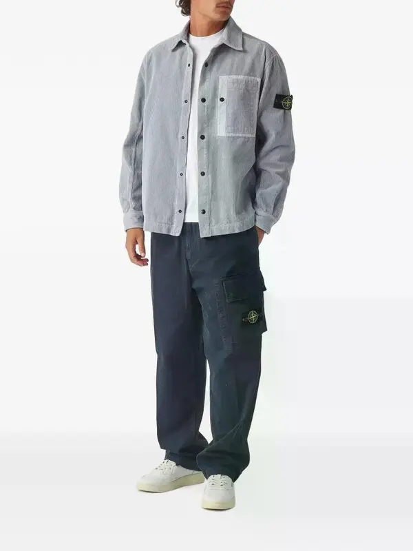 Stone Island Compass-motif Corduroy Shirt Jacket - Grey