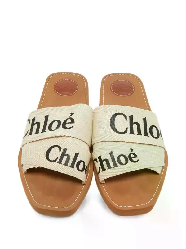 Chloé Woody Logo-print Canvas Sandals