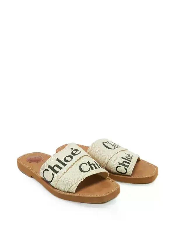 Chloé Woody Logo-print Canvas Sandals