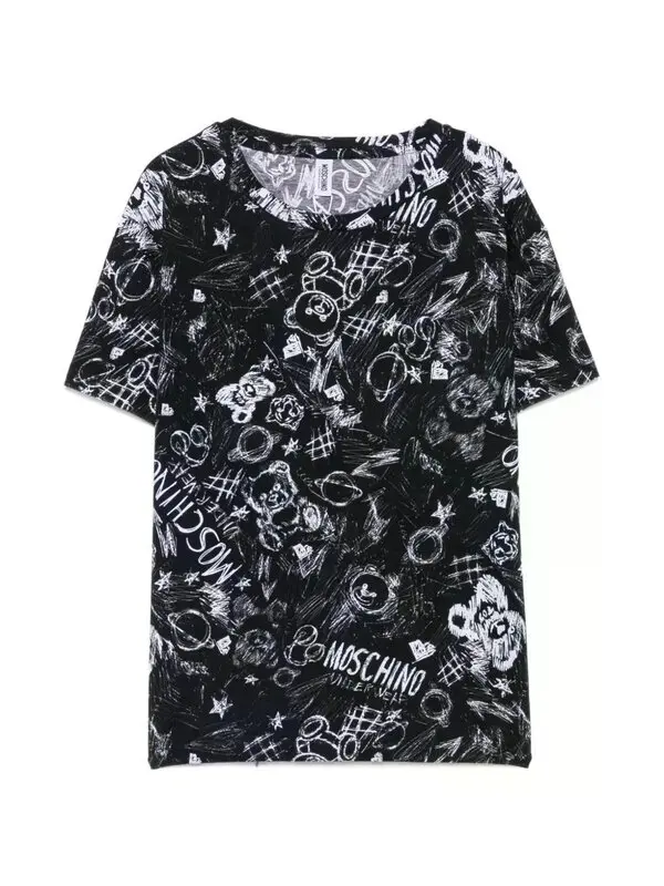 Moschino Graphic Print Crewneck T-shirt - Black