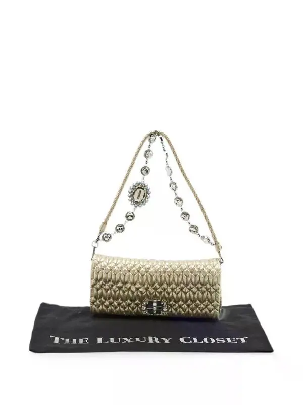 Miu Miu Cloqué Crystal-embellished Matelassé Clutch Bag