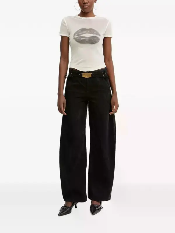 Miss Sixty Lip-print Flocked-texture T-shirt