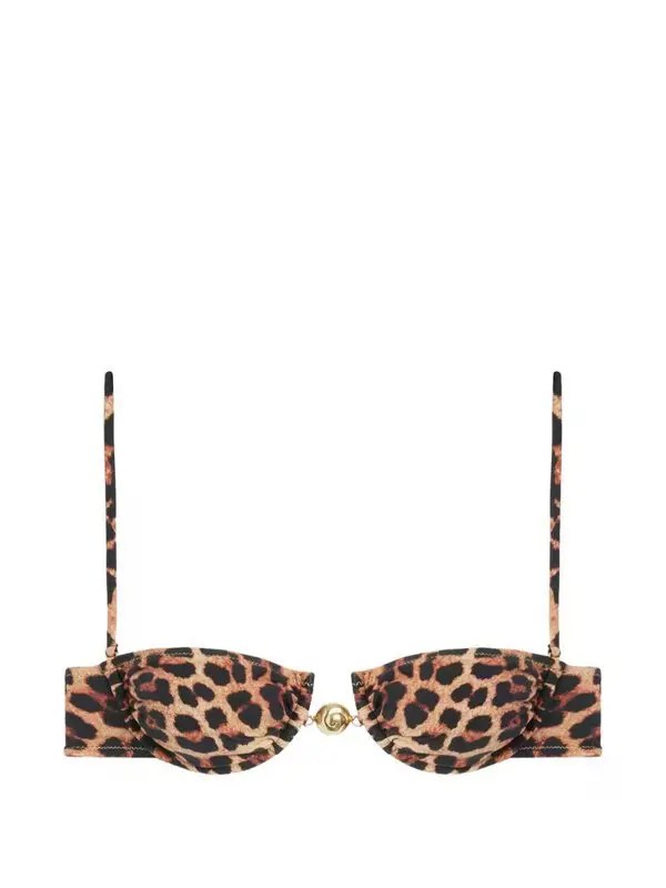 REINA OLGA Hammond Leopard-print Bikini Top