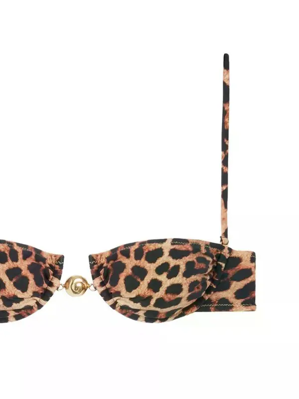 REINA OLGA Hammond Leopard-print Bikini Top