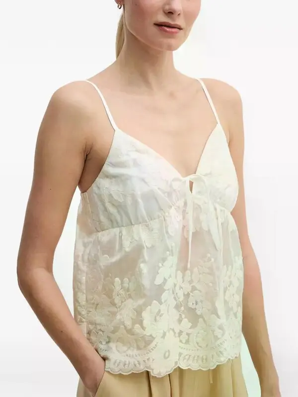 GAUDI Floral-embroidered Scalloped-edge Top