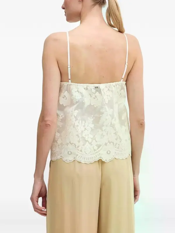 GAUDI Floral-embroidered Scalloped-edge Top