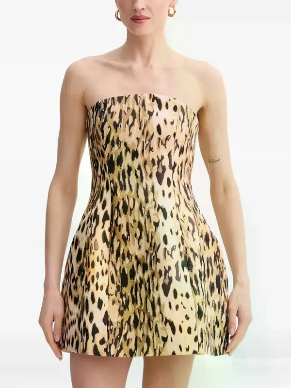 Bardot Florine Leopard-print Strapless Mini Dress - Neutrals