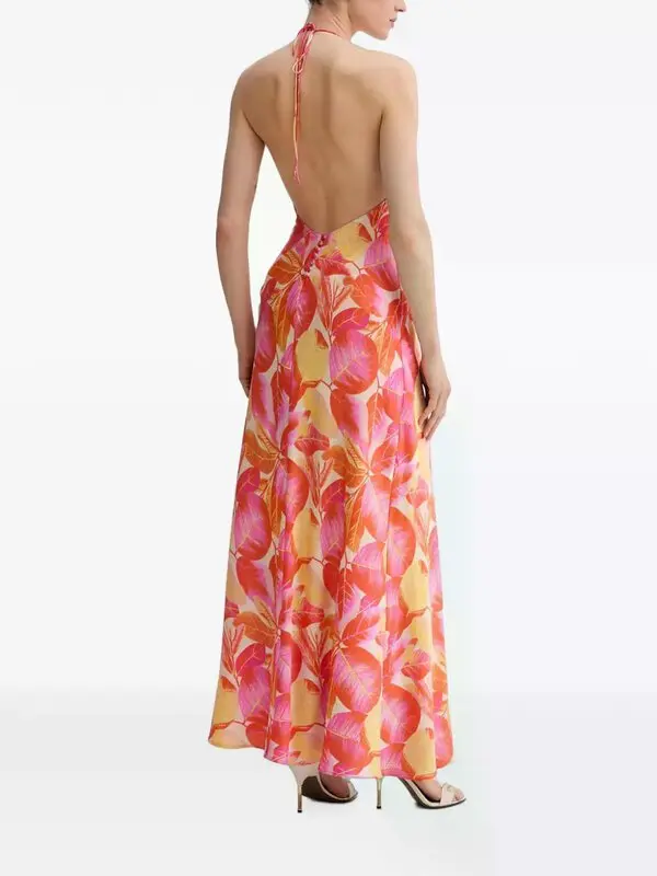 Bardot Yve Leaf-print Halterneck Maxi Dress