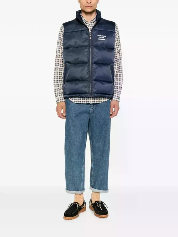 Drole De Monsieur Padded Zip-up Gilet - Blue