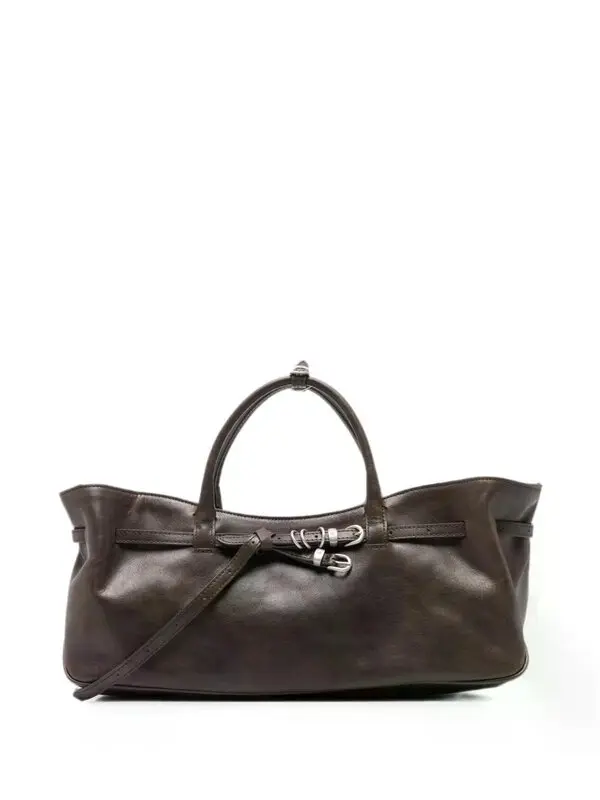 MARGESHERWOOD Grandma Buckled Leather Tote Bag - Brown