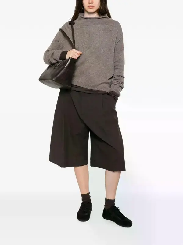 LISA YANG Ribbed Knit High-neck Jumper - Brown