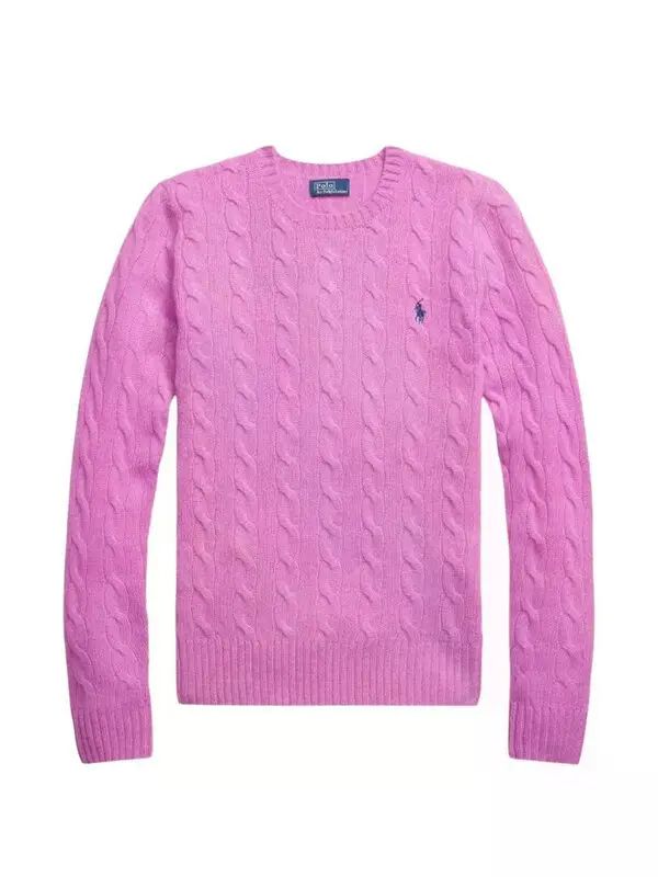 Polo Ralph Lauren Thistle Cable Knit Embroidered Logo Sweater - Pink