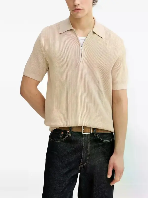 Marc O'polo Ribbed-knit Zip-up Polo Shirt