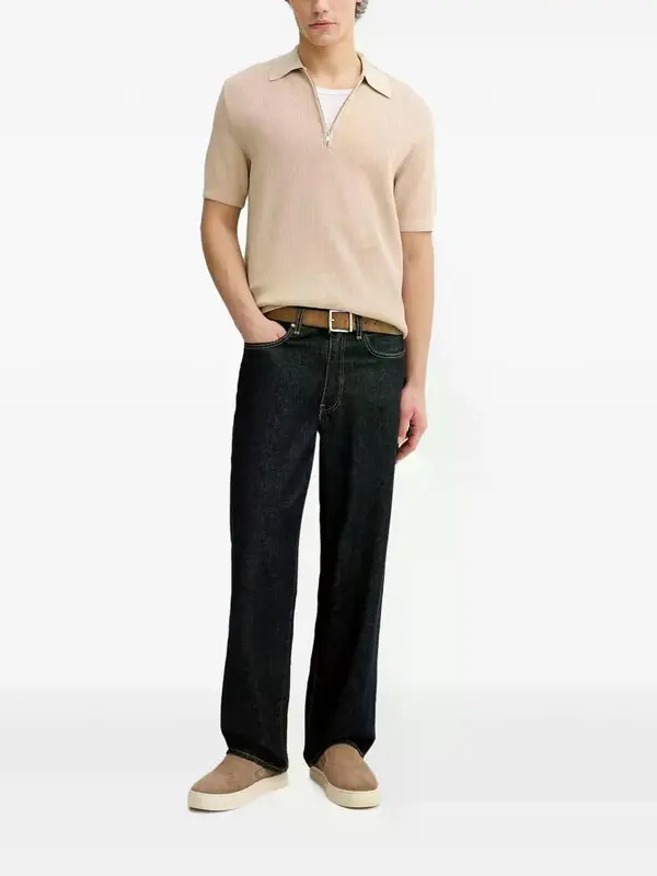 Marc O'polo Ribbed-knit Zip-up Polo Shirt
