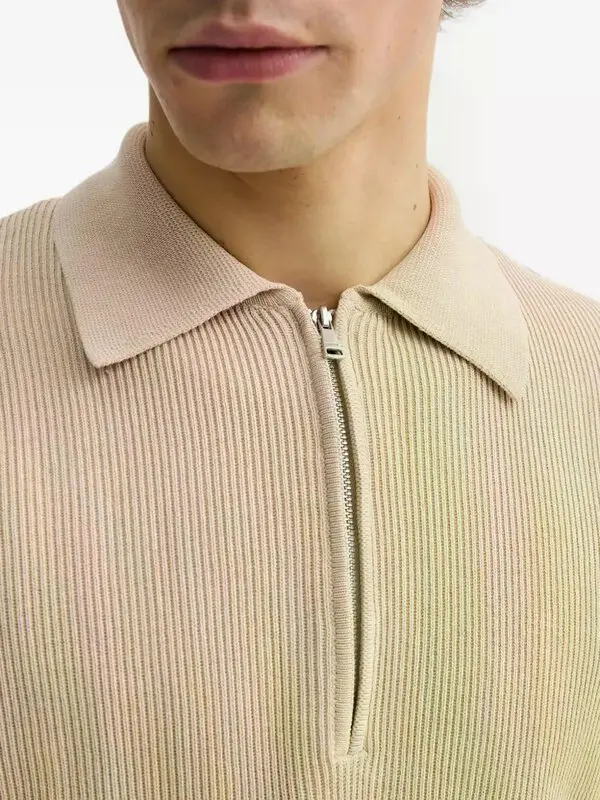 Marc O'polo Ribbed-knit Zip-up Polo Shirt