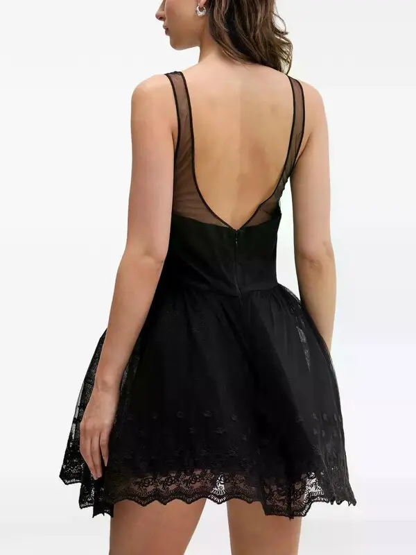 Bardot Hilda Lace-trim Mesh-panel Mini Dress