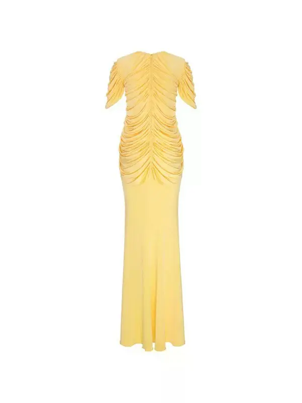 V:PM ATELIER Canary Ruched Draped Maxi Dress