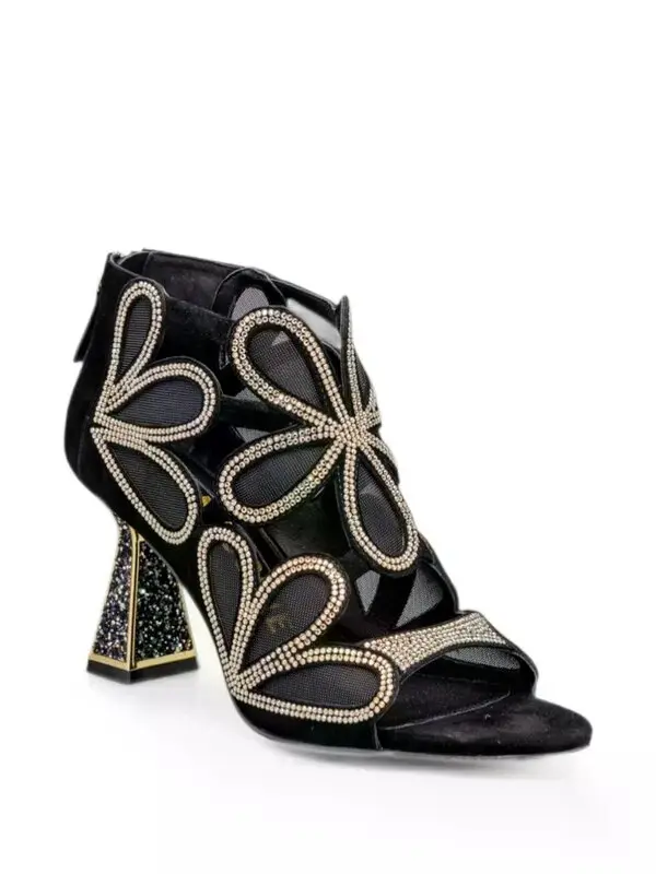 KAT MACONIE Crystal-embellished Floral-patch Sandals