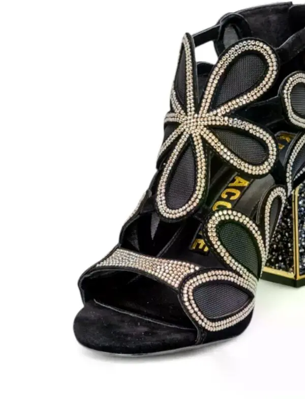 KAT MACONIE Crystal-embellished Floral-patch Sandals