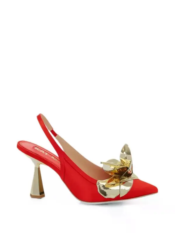 KAT MACONIE Tamannaah Floral-detail Slingback Pumps - Red