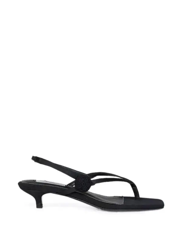 TOTEME Crochet-appliqué Thong Sandals - Black