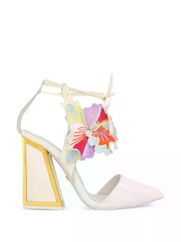 KAT MACONIE Amanza Floral-appliqué Lace-up Pumps - Neutrals