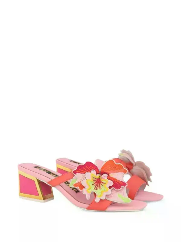 KAT MACONIE Eve Floral-applique Block-heel Sandals - Pink