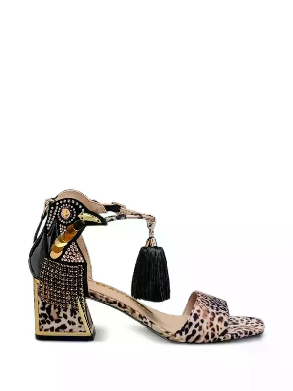 KAT MACONIE Leopard-print Embellished Sandals - Neutrals