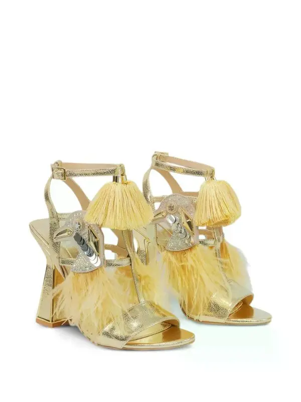 KAT MACONIE Embellished Feather Sandals - Gold
