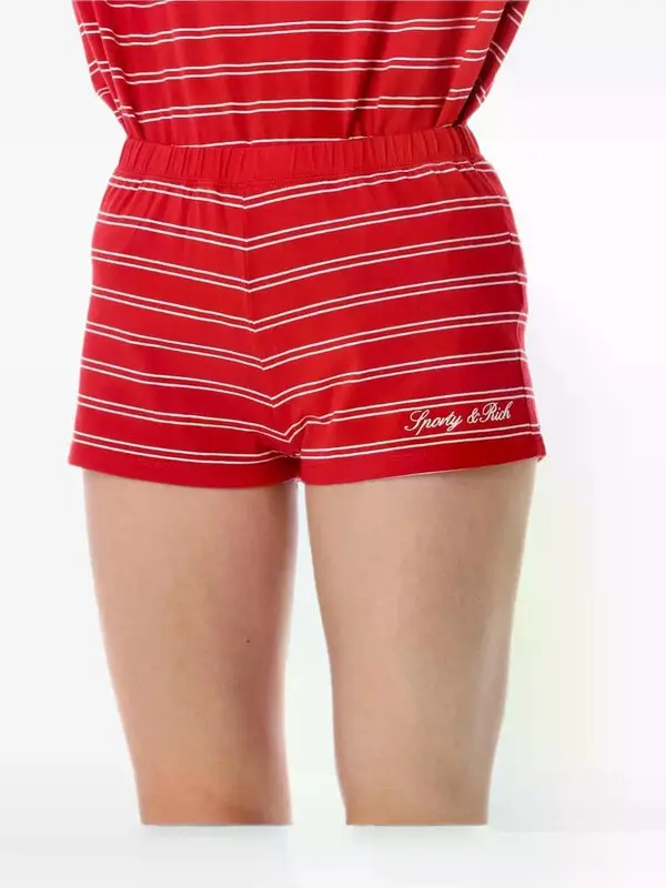 SPORTY & RICH Striped Logo-print Shorts