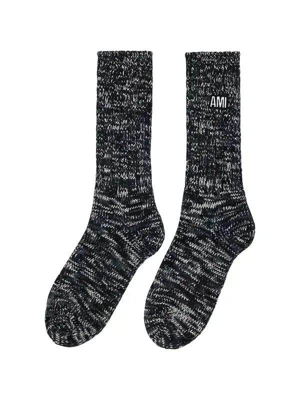 AMI Paris Ribbed Logo Socks