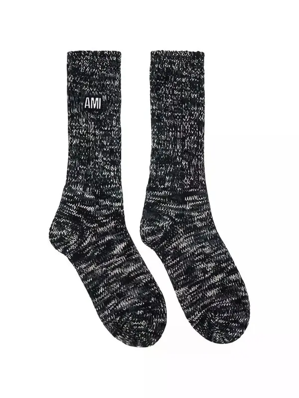 AMI Paris Ribbed Logo Socks