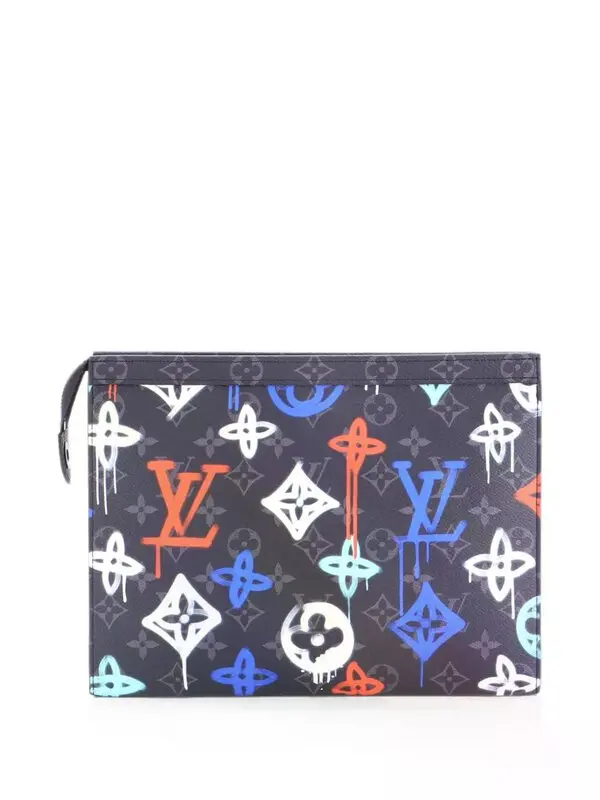 LOUIS VUITTON Monogram Eclipse Canvas Graffiti Print Pochette Voyage Mm Clutch Bag - Black