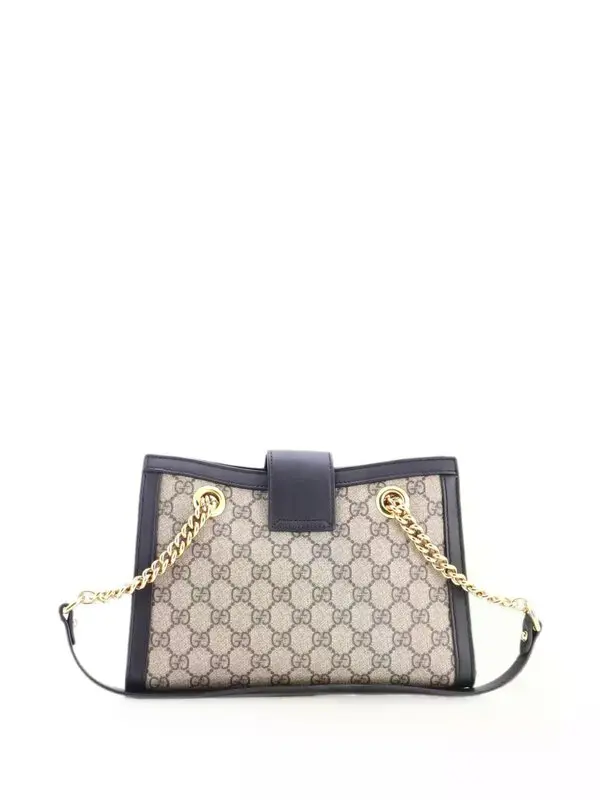 Gucci Padlock Chain Tote Gg Coated Canvas With Leather Small Shoulder Bag - Blue
