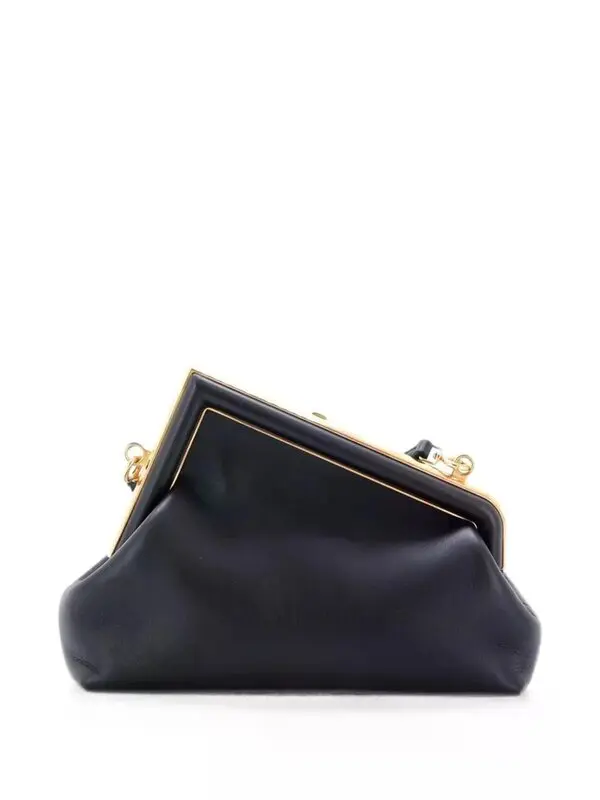 Fendi First Bag Leather Small Clutch Bag - Black