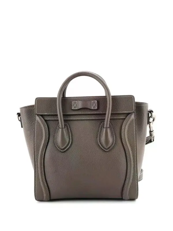 Celine Luggage Nano Crossbody Bag In Grainy Leather - Grey