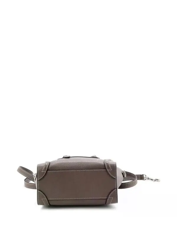 Celine Luggage Nano Crossbody Bag In Grainy Leather - Grey