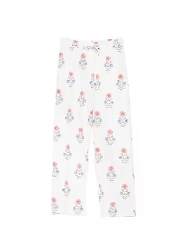 PIP STUDIO Floral Print Drawstring Trousers - White