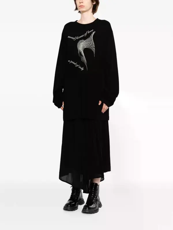 Yohji Yamamoto Graphic-print Long-sleeve T-shirt - Black
