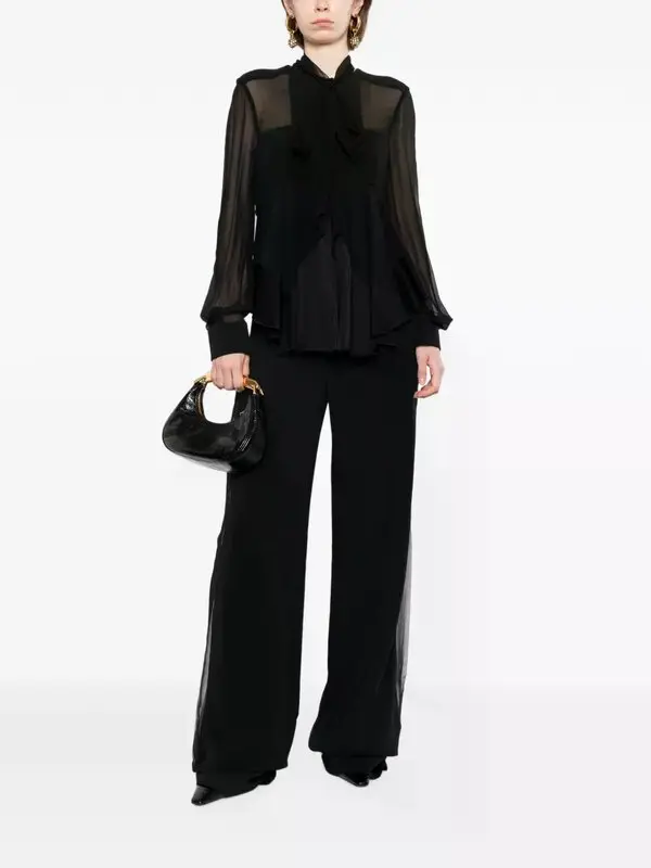 Antonio Berardi Semi-sheer Paneled Pussy-bow Blouse