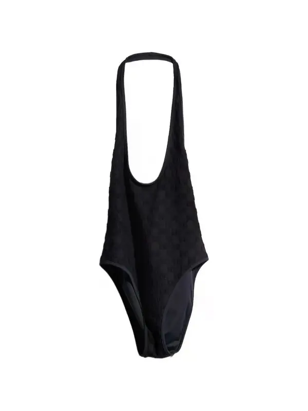 Gucci Gg Supreme Halterneck Swimsuit - Black