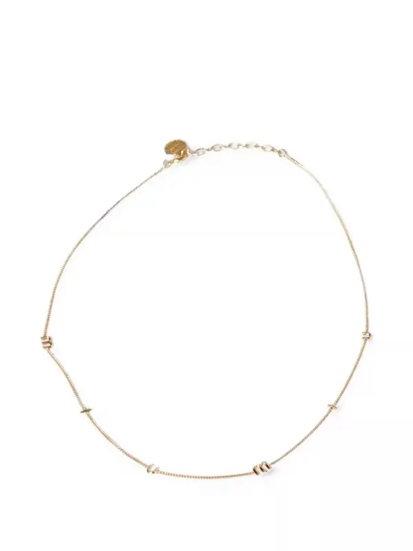 Miu Miu Metal Necklace With Logo Detail - Gold